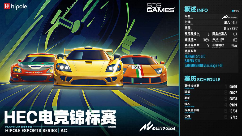 AC | HEC电竞锦标赛2026 AC铂金联赛 第2站 Zhuhai | 嗨跑赛车HiPole，模拟赛车、赛车电竞平台